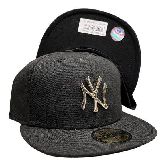 New Era | Accessories | New Era New York Yankees Metal Pack 59fifty Fitted Hat Cap Black Gold ...